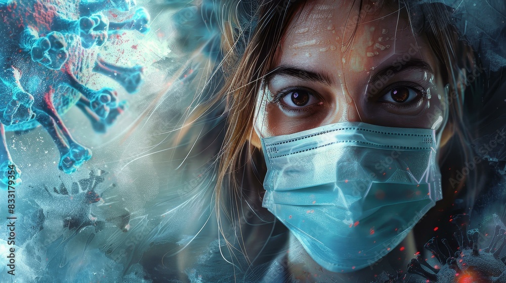 Empowering artwork showcases a confident woman supporting healthcare ...