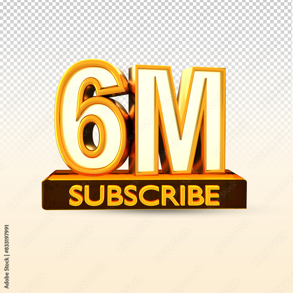 Golden 1M isolated on PNG background. 6M 3d. Thank you for 6Million ...