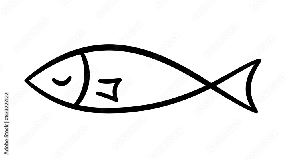 Doodle fish icon. Hand drawn sea fish. Children sketch drawing. Simple ...
