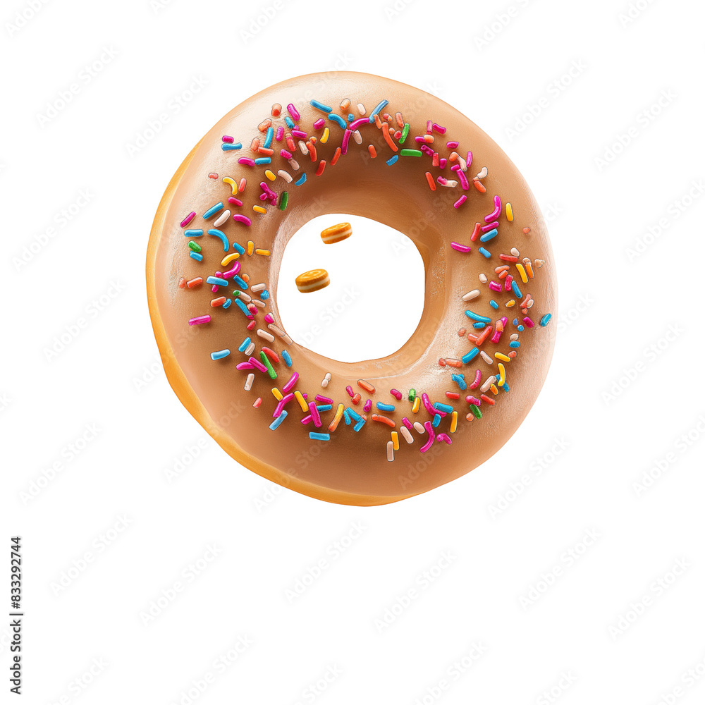 round donut doughnut flying falling with sprinkles on transparent ...