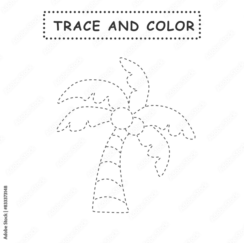 Trace and color for children. Handwriting practice. Coloring page for ...