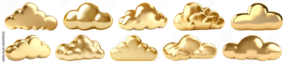 3d golden cloud png on transparent background Stock Illustration ...