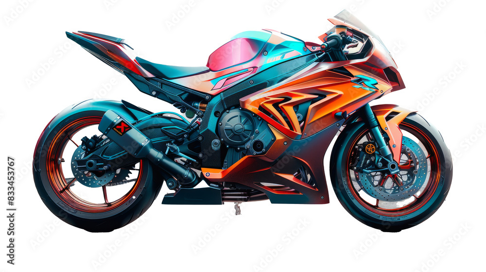 bright reflective colorful racing motorcycle isolated cut out on .PNG ...