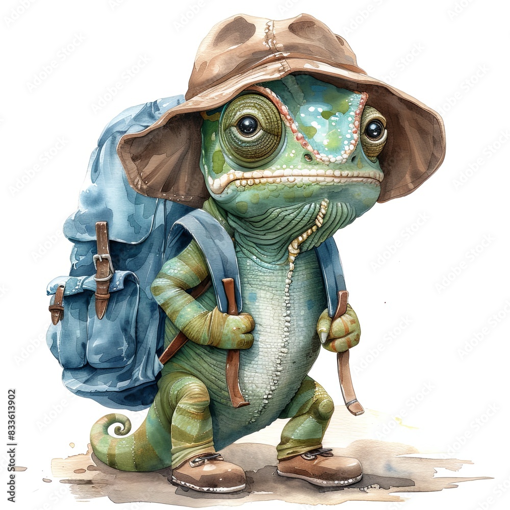 cartoon character of a green lizard iguana is depicted wearing a big ...