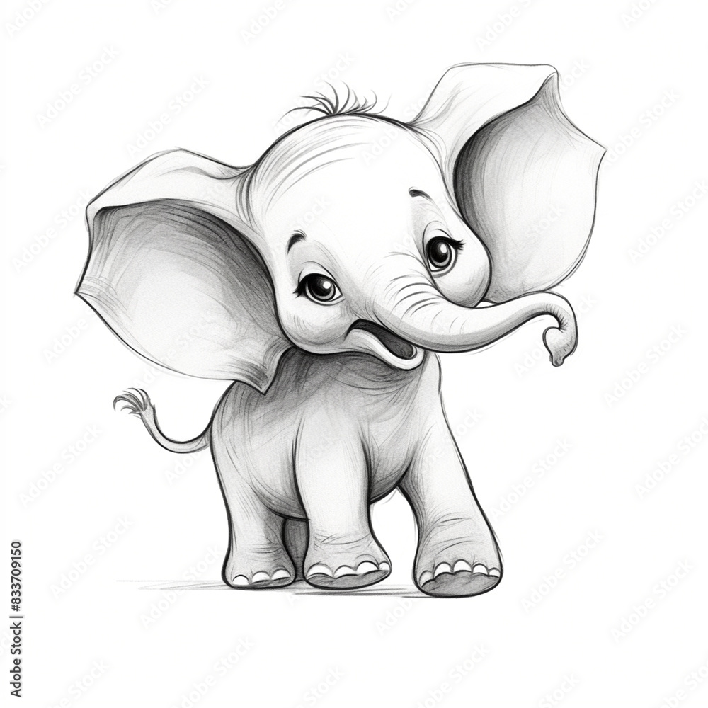 Cute happy elephant. Cartoon character isolated on white background ...