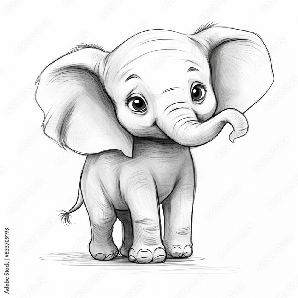 Cute smiling elephant. Cartoon character isolated on white background ...