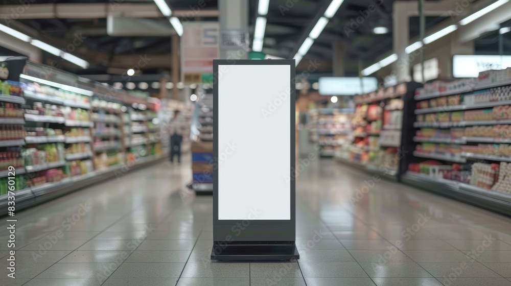 Supermarket advertising mockup template, blank signage display. Empty ...