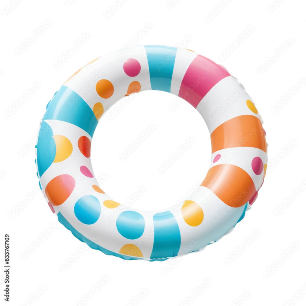 3d inflatable swimming rings. pool rubber circle top and side view on ...