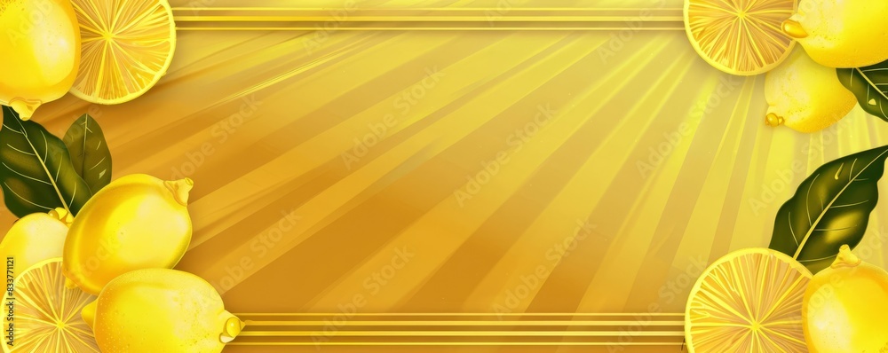 Lemon Template A rectangular lemon yellow frame with thin gold borders ...
