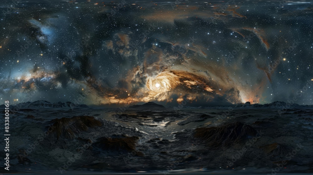 immersive cosmic journey 360degree equirectangular projection of starry ...