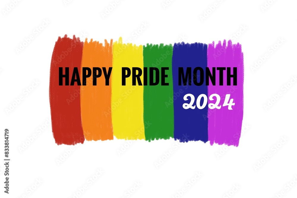 Hand drawn picture of rainbow colors stripes. Happy Pride Month 2024 ...
