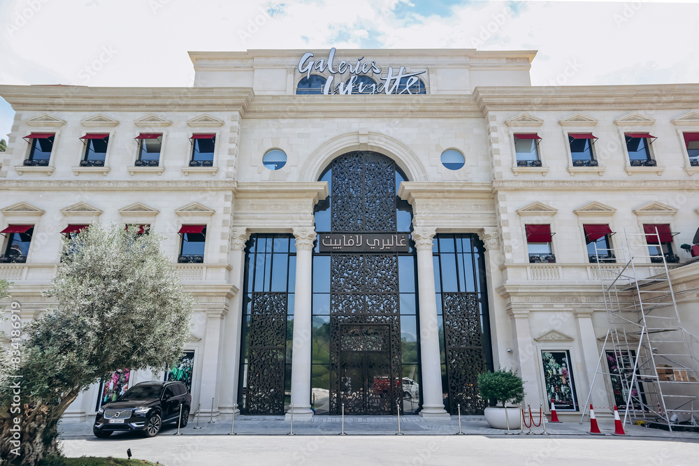 Doha, Qatar - 29 April 2024: Galeries Lafayette, a luxury shopping mall ...