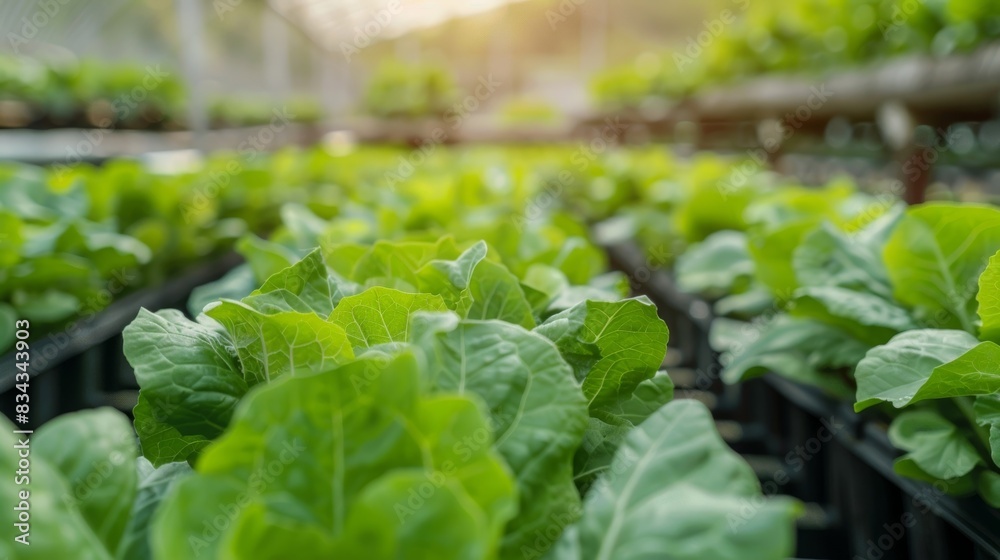 A harvest of bountiful and healthy crops in a modern greenhouse thanks ...