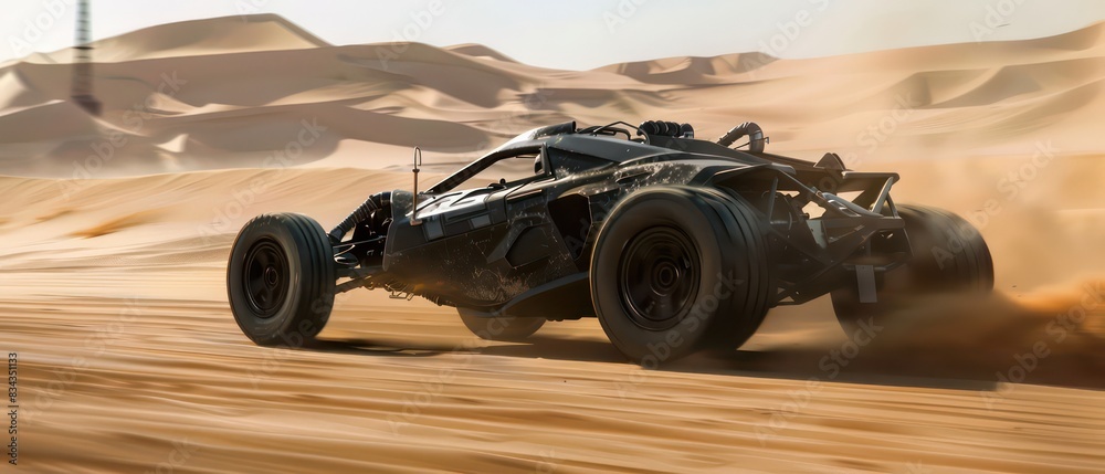 wallpaper of a buggy driving fast in sand dunes, very dynamic and ...