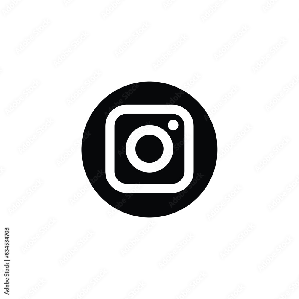 Instagram logo social media icon round symbol black background Stock ...