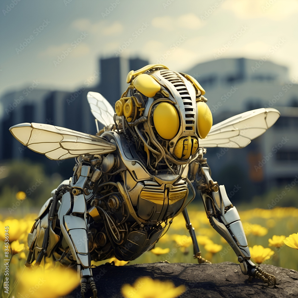 Illustration Stock imagine of bee Robot, fit for Mascot, T-Shirt Design ...