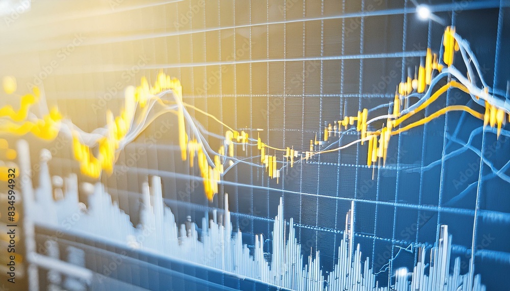 Stock Market Candlestick Charts in Vibrant Blue and Yellow" "Illuminate ...