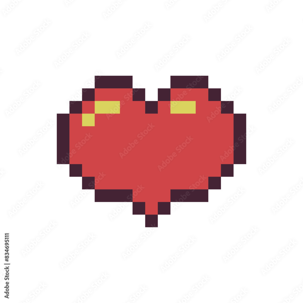 Red Love Heart symbol icon like isolated pixel art vector illustration ...