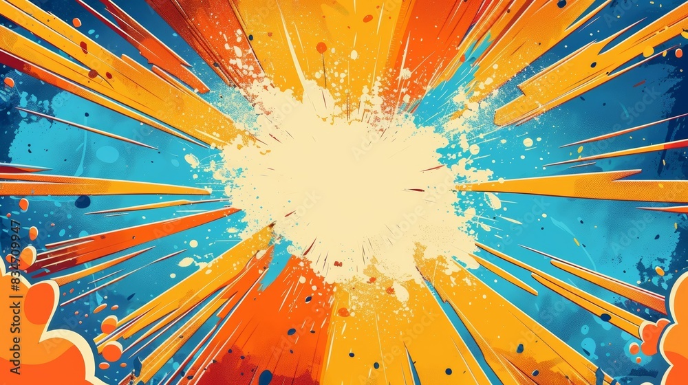 Blank superhero comic explosion background, dynamic bursts, birthday ...