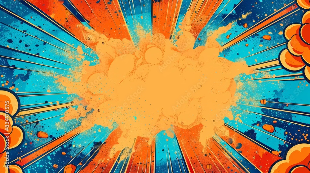 Comic explosion background with superhero theme, blank space, birthday ...