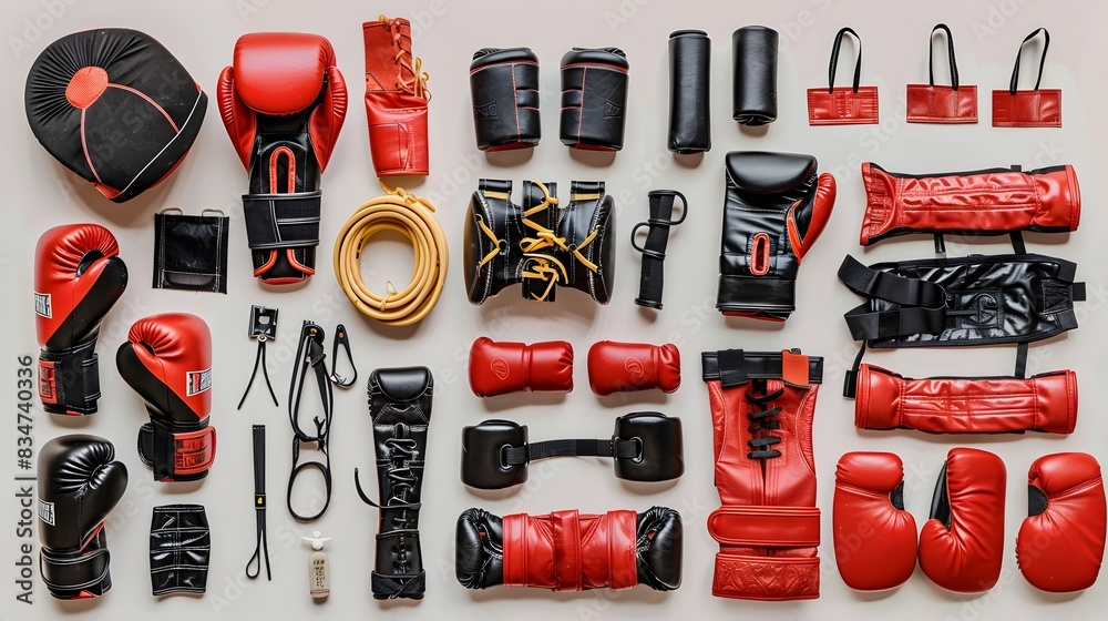 Essential Muay Thai Gear Arrangement for Boxing Workout and Training ...