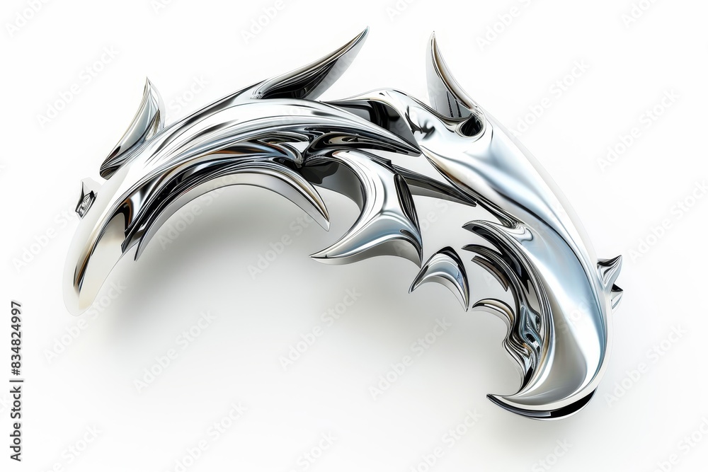 Chrome metal cyber sigil shape. Abstract liquid mercury metallic icon ...