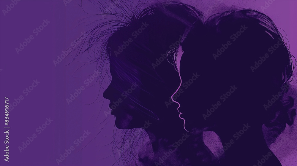 Female Face Silhouette of a double girl. Portraits of different women ...