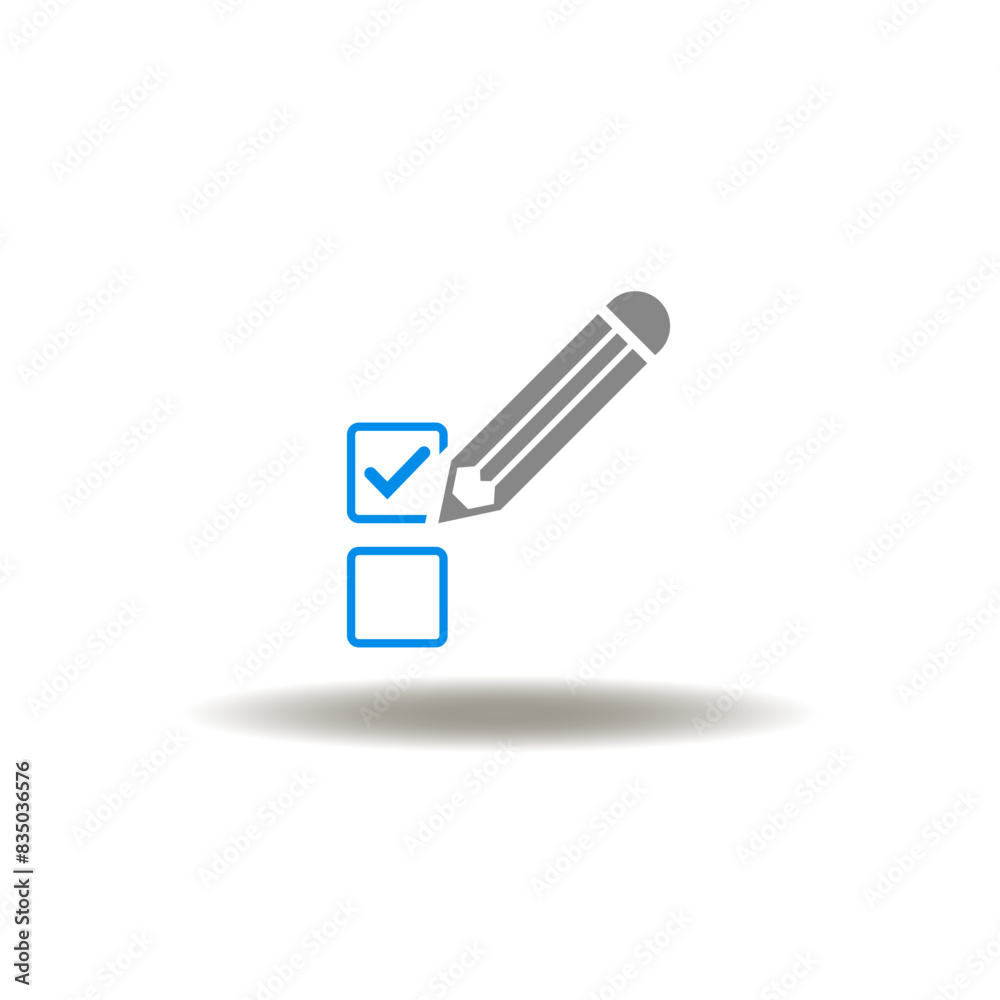 Vector illustration of check boxes and pencil. Icon of eligibility ...