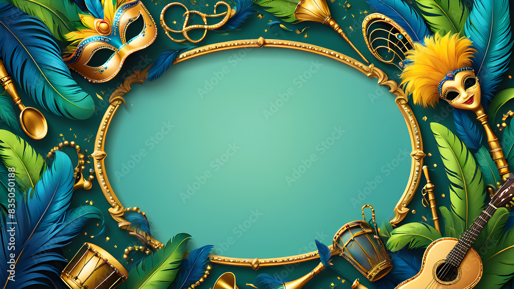 Vector Frame for Brazil Carnival with copyspace, isolated round ...