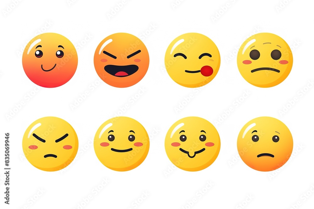 Emoji angry emoticon vector set. Emoticons emojis with angry, upset and ...