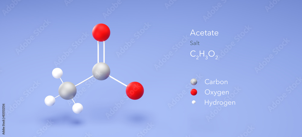 acetate molecule, molecular structures, salt, 3d model, Structural ...