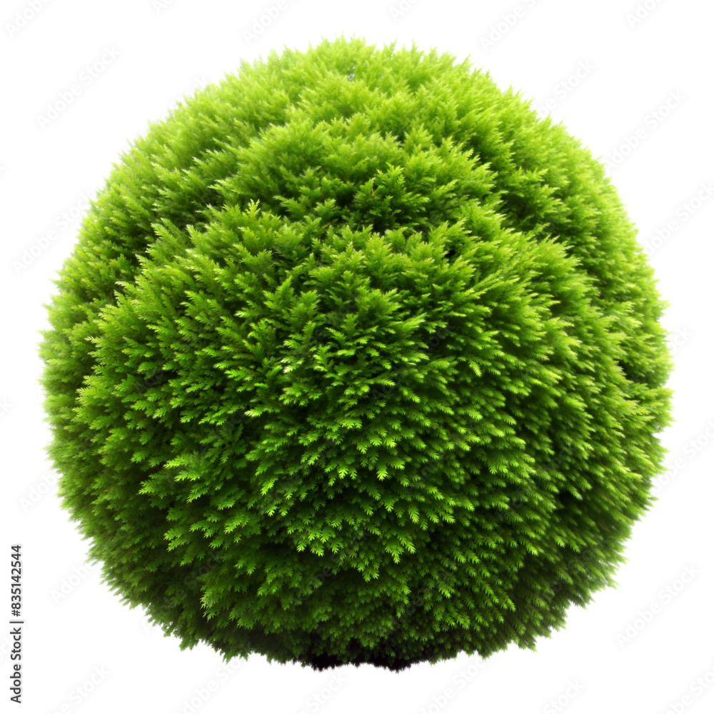 A lush green spherical shrub isolated on a transparent background ...