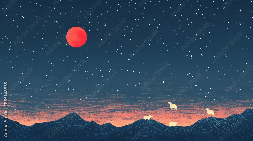 Surrealist depiction of insomnia with sheep jumping, Concept art of ...
