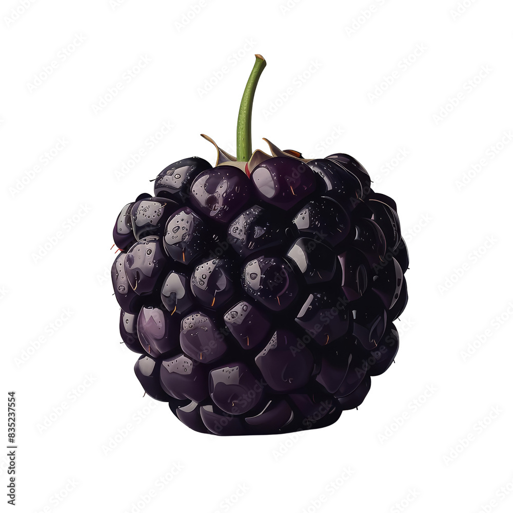 Illustrate a detailed rear view of a plump, ripe grape, casting a ...