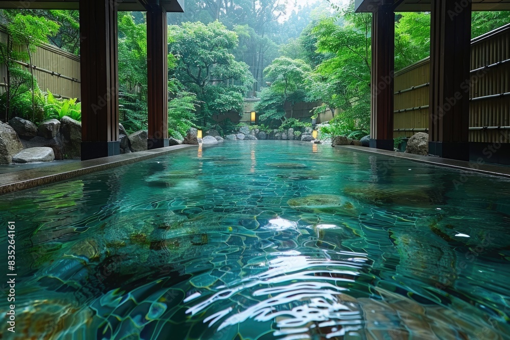 Japanese onsen hot spring resort. ai generated Stock Illustration | Adobe Stock