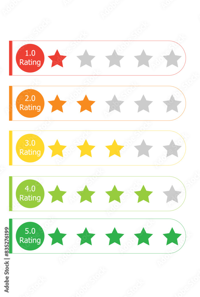 5 Star rating sheet set vector image, customer feedback rating scale ...