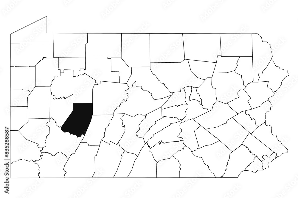 Map of Indiana County in Pennsylvania state on white background. single ...