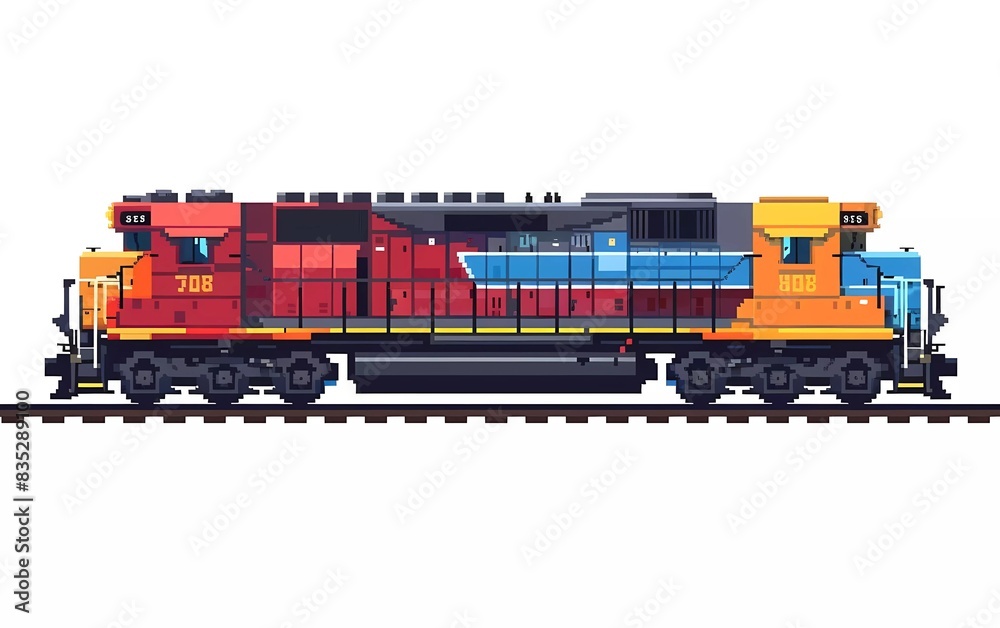 8-bit pixel freight train, pixel art vector illustration. isolated on ...