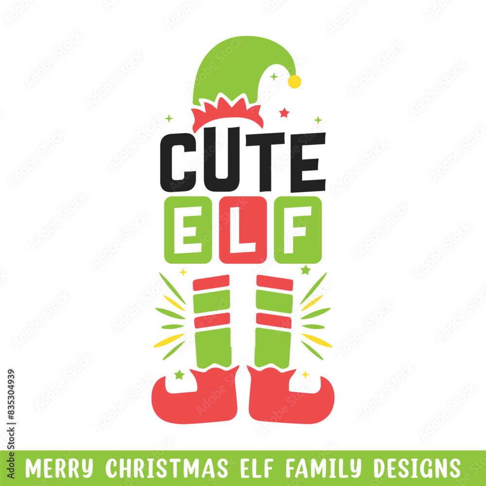 Merry Christmas cute elf design, Christmas elf family svg designs Stock ...