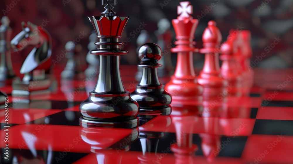 Strategic planning with chess pieces, controlled risk plan in black ...