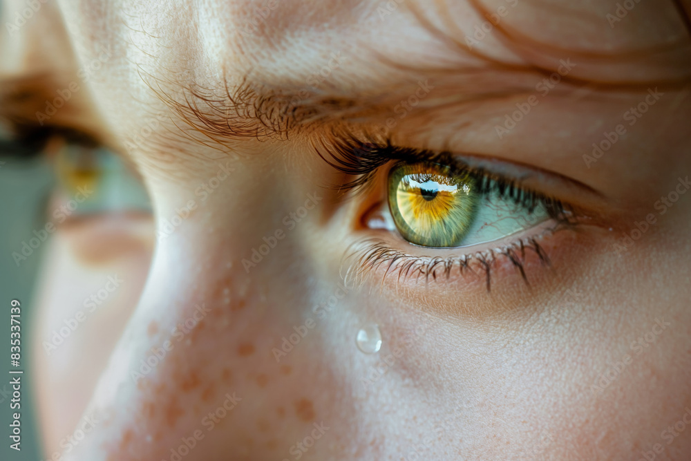 Macro shot capturing the detailed texture of skin and the intense ...