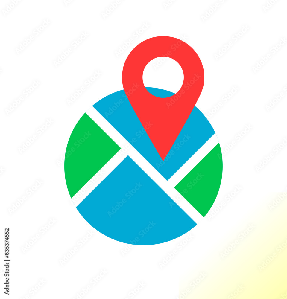 red location pin on circle gps map. vector icon for travelling ...