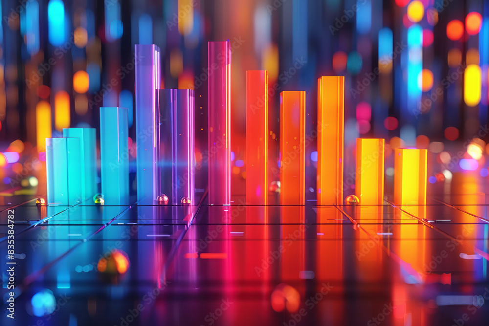 An animation of a bar graph with bars that grow taller over time ...