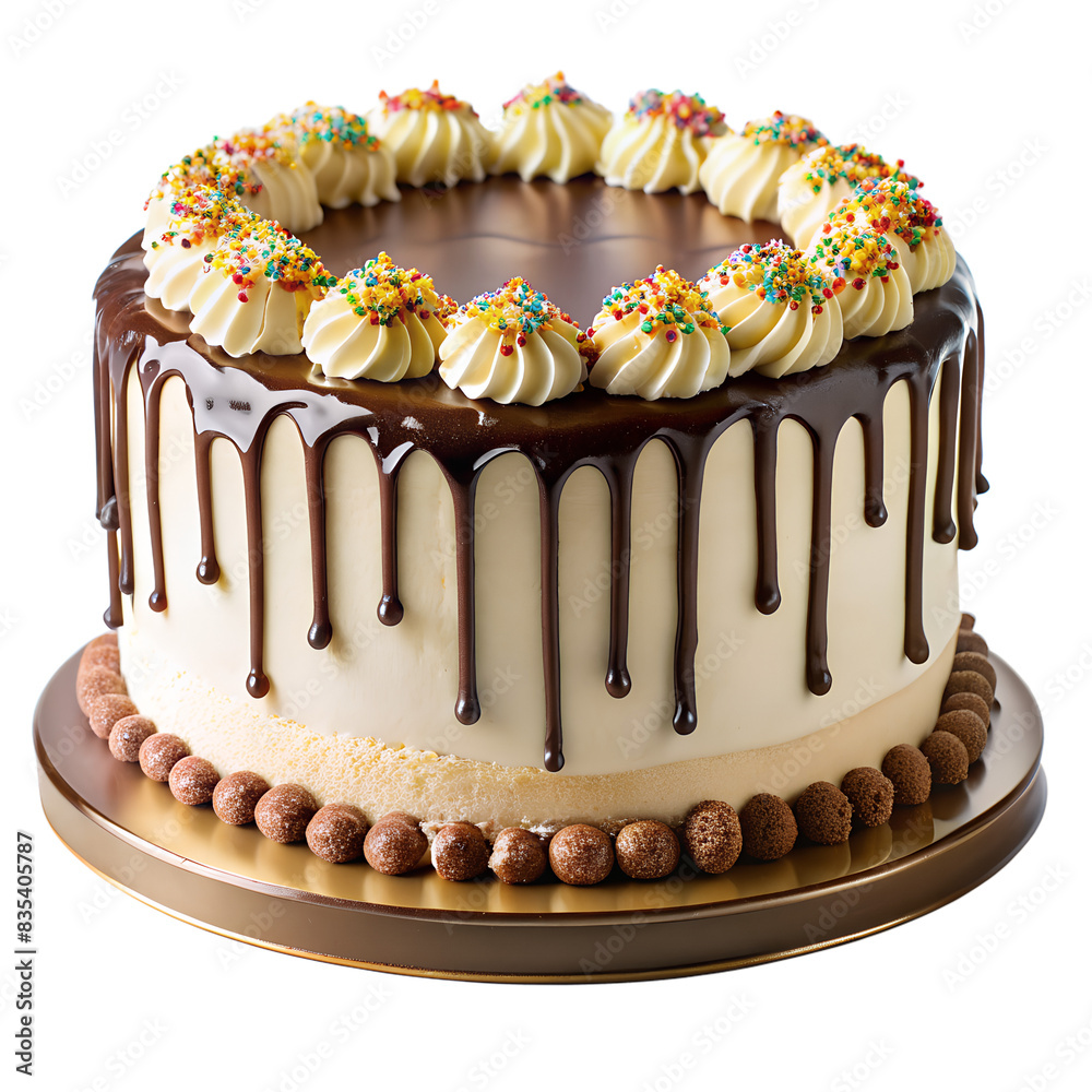 Round cake with two layers. The bottom layer is slightly larger than ...
