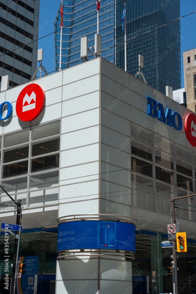 exterior of First Canadian Place with BMO Bank of Montreal logo sign ...