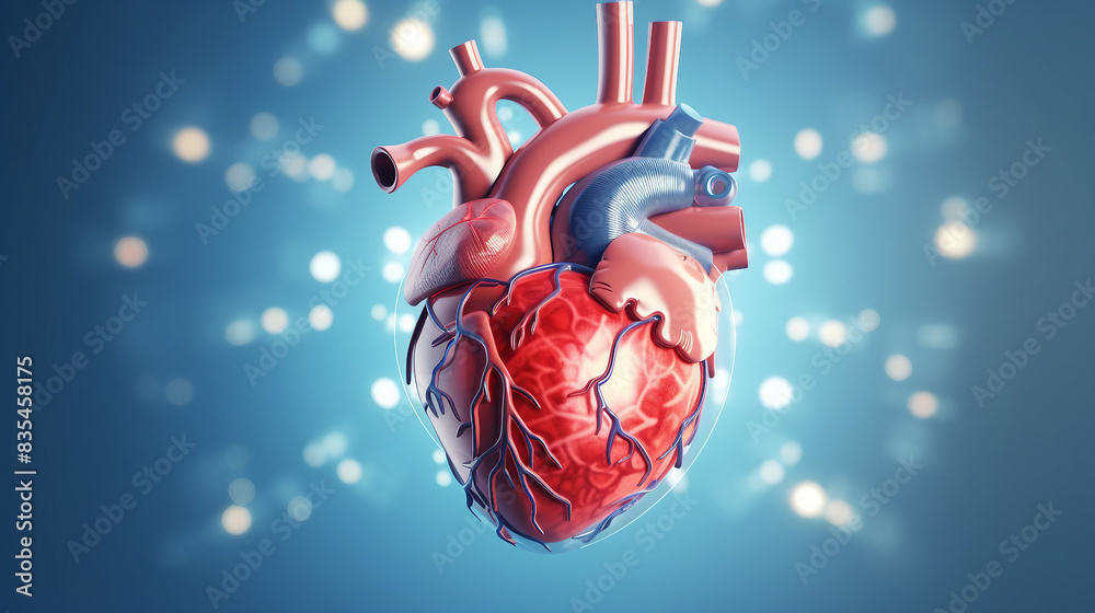 Detailed 3D Illustration of Human Heart Cross Section on Medical ...