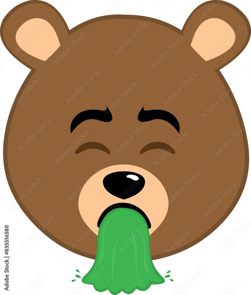 vector illustration face brown bear grizzly cartoon, intoxicated and ...