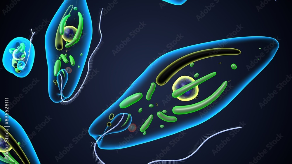 euglena reproduction anatomy. 3d render Stock Photo | Adobe Stock