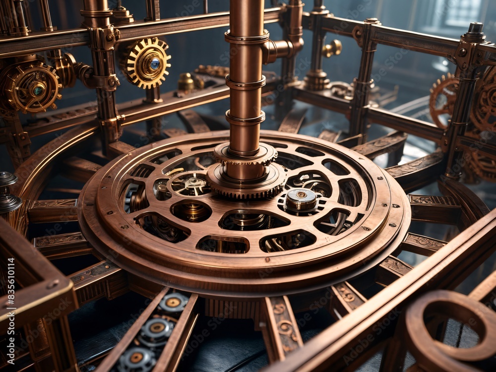 Unlike a clock face, the weathered gold wheel of a ship is a historic ...