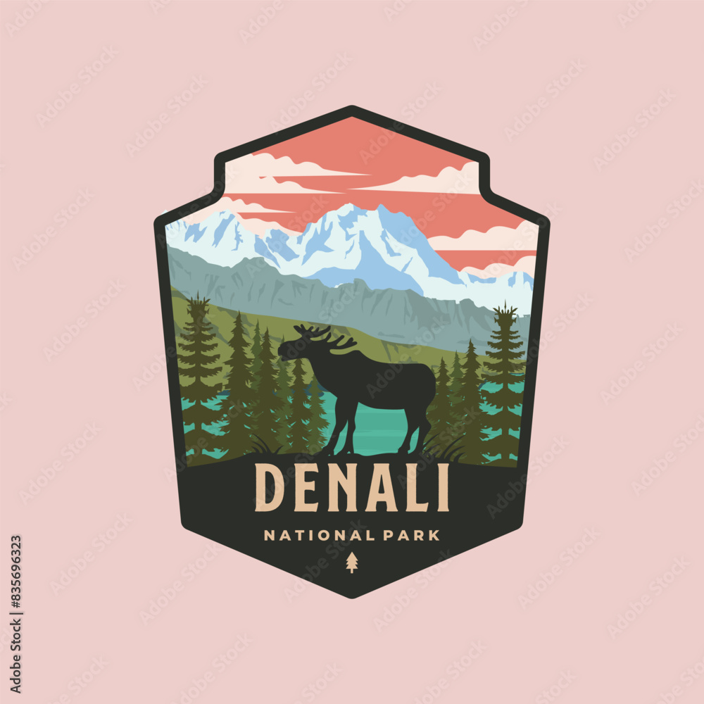 denali national park vintage logo vector symbol illustration design ...